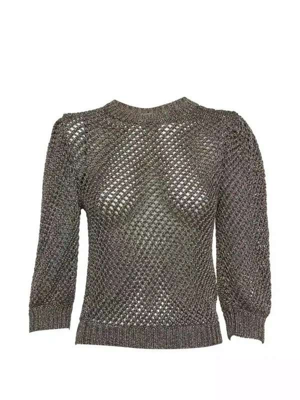 Valentino Garavani Metallic Crochet Knit Sweater
