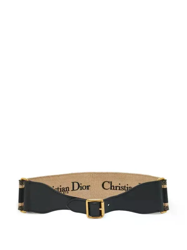 Dior Embroidered Logo Waist Belt - Black