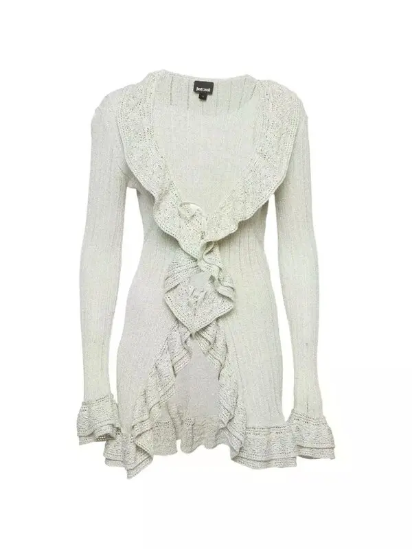 Just Cavalli Metallic Lurex Ruffled Cardigan