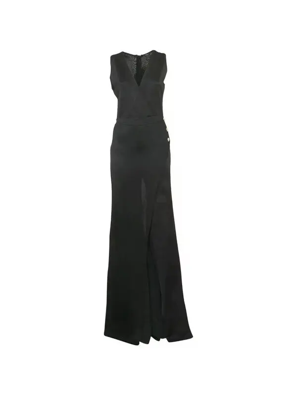Balmain Wrap Effect Jumpsuit With Gold-tone Buttons