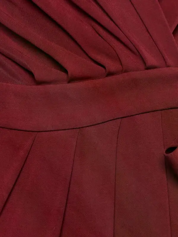 Elisabetta Franchi Burgundy Crepe Wrap Maxi Dress