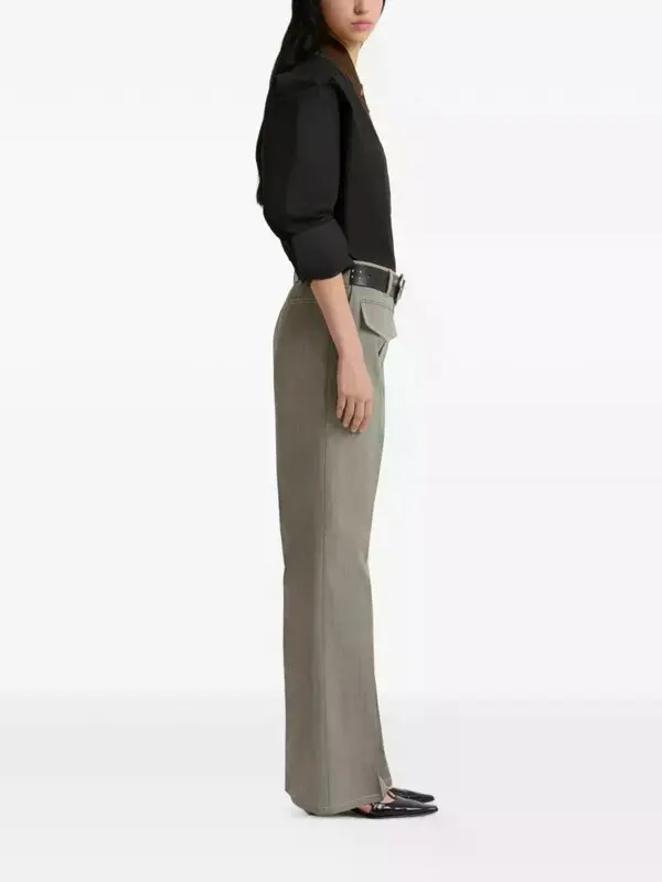 Marni Gray Wool Micro-check Flared Pants