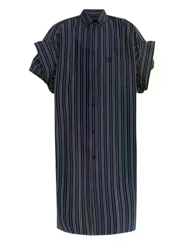 Balenciaga Striped Shirt Dress - Blue