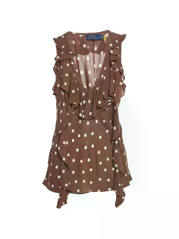 Polo Ralph Lauren Ruffled Polka-dot Top