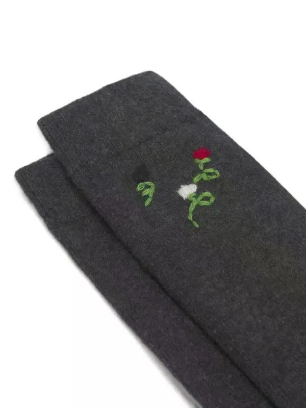 Marni Wool-cashmere Socks With Flower Embroidery