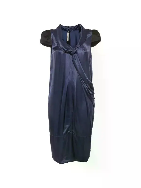 Prada Navy Draped Midi Dress