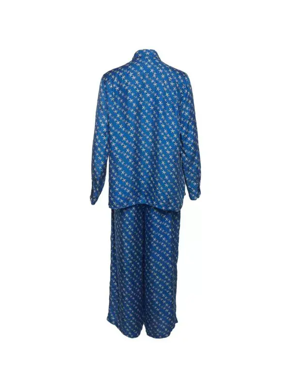 Max Mara Starfish Print Silk Shirt And Trousers Set - Blue