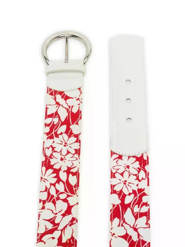 Burberry Floral Print Buckle Belt - Red