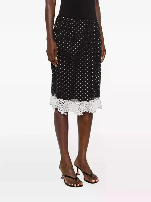 ROTATE BY BIRGER CHRISTENSEN Polka-dot Lace-trim Midi Skirt