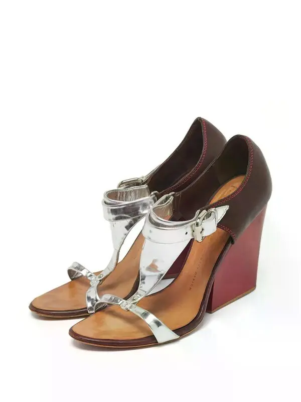 GIUSEPPE ZANOTTI Metallic Block Heel Sandals