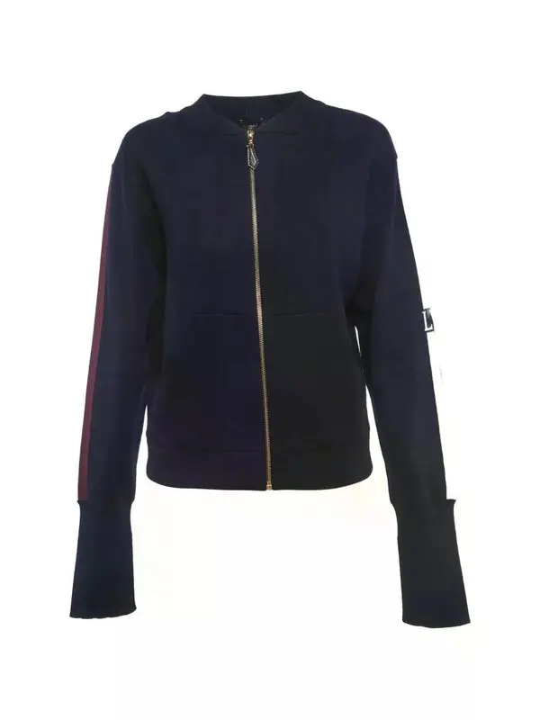LOUIS VUITTON Navy Cashmere Zip-up Jacket With Embroidered Logo