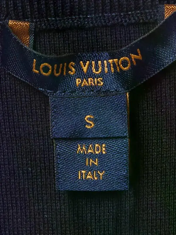 LOUIS VUITTON Navy Cashmere Zip-up Jacket With Embroidered Logo
