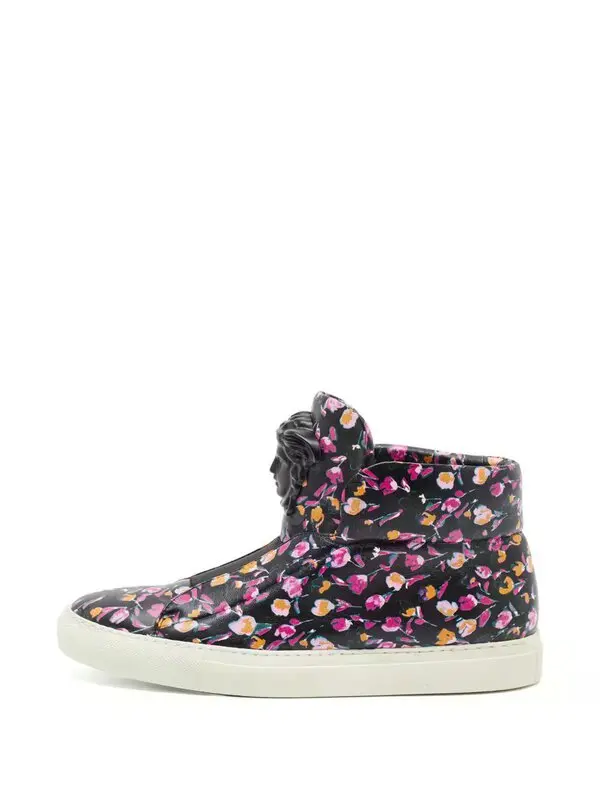 Versace Floral Print Leather Sneakers