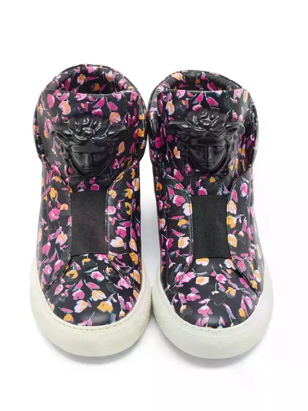 Versace Floral Print Leather Sneakers