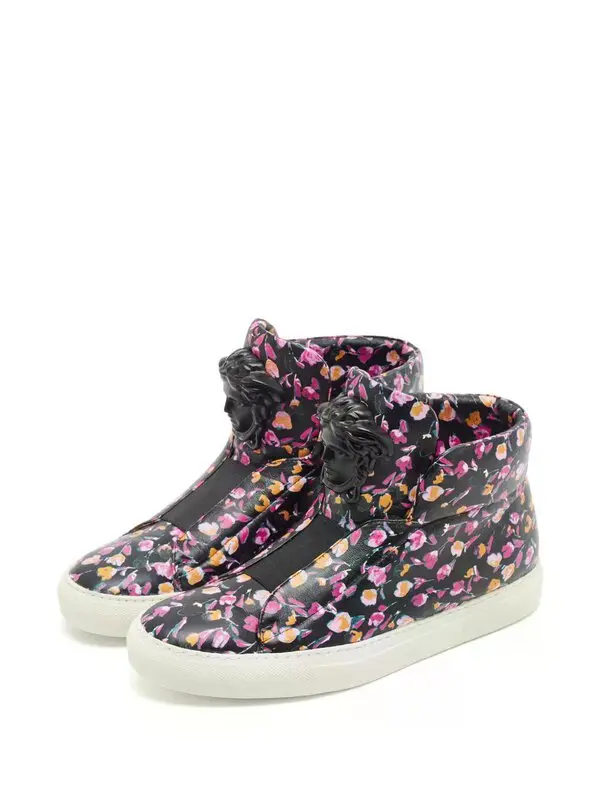 Versace Floral Print Leather Sneakers