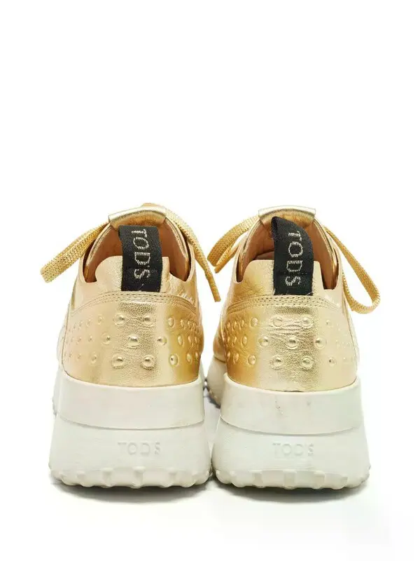 TOD'S Perforated Metallic Leather Sneakers - Gold