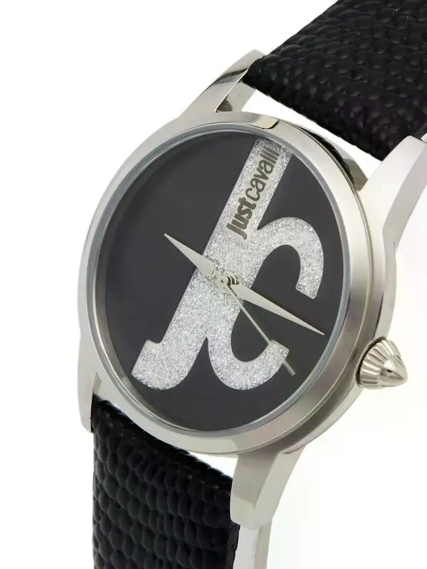 Just Cavalli Roma 38mm Watch With Textured Leather Strap