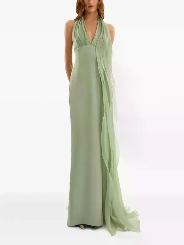 GEMY MAALOUF Draped Halter Neck Maxi Dress