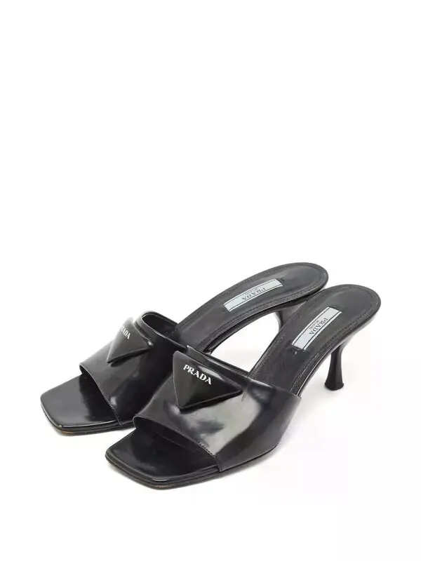 Prada Triangle Logo Patent Leather Sandals