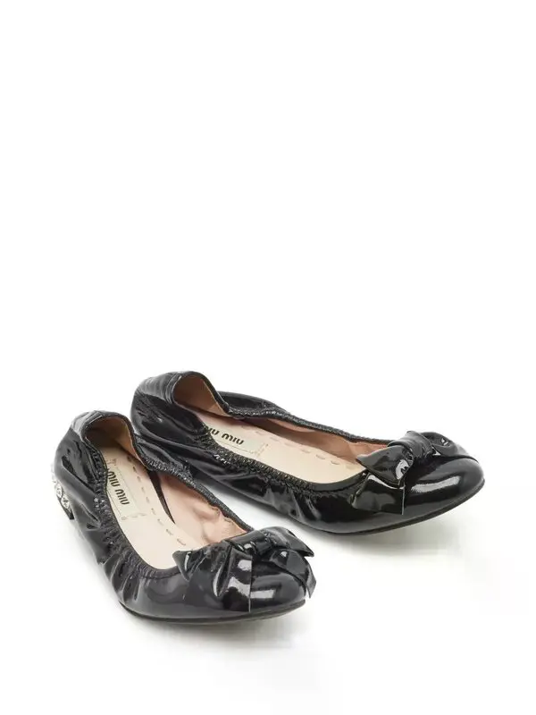 Miu Miu Crystal-embellished Bow Detail Ballet Flats