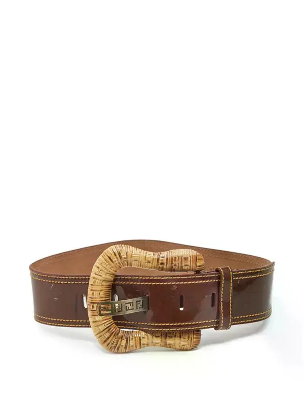 Fendi Raffia-woven Buckle Belt - Brown