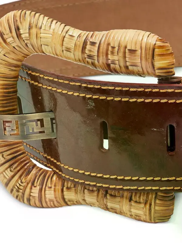 Fendi Raffia-woven Buckle Belt