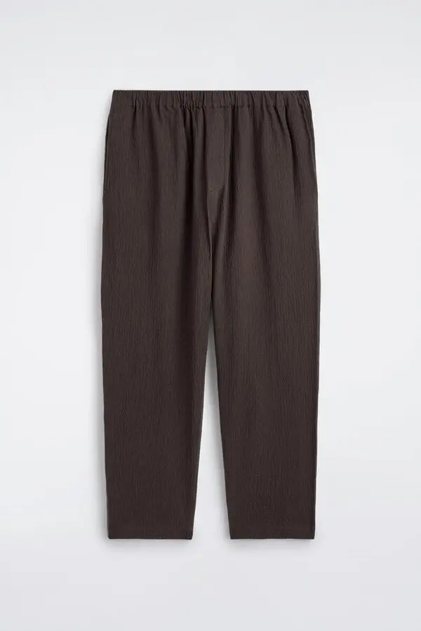 Cos Seersucker Regular-fit Tapered Pants - Brown