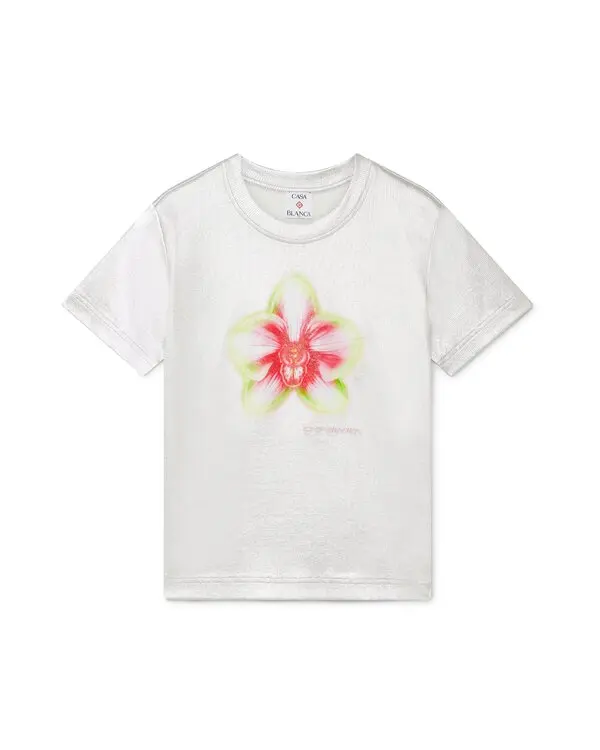 Casablanca Silver Glitch Orchid Ribbed Top