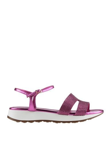 LORIBLU Metallic Embellished Wedge Sandals - Fuchsia