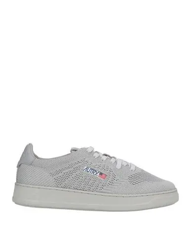 AUTRY Low-top Sneakers With Embroidered Logo And Leather Trims - Light Grey