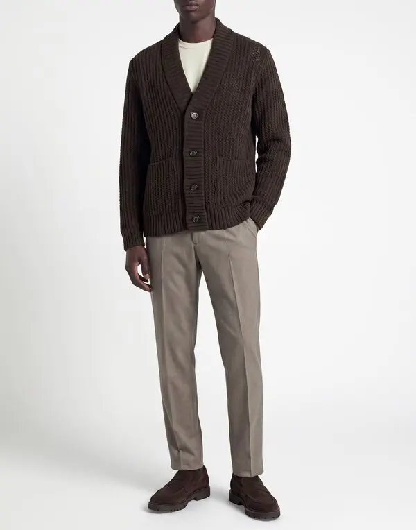 PAOLO PECORA Cardigan In Dark Wool And Polyamide