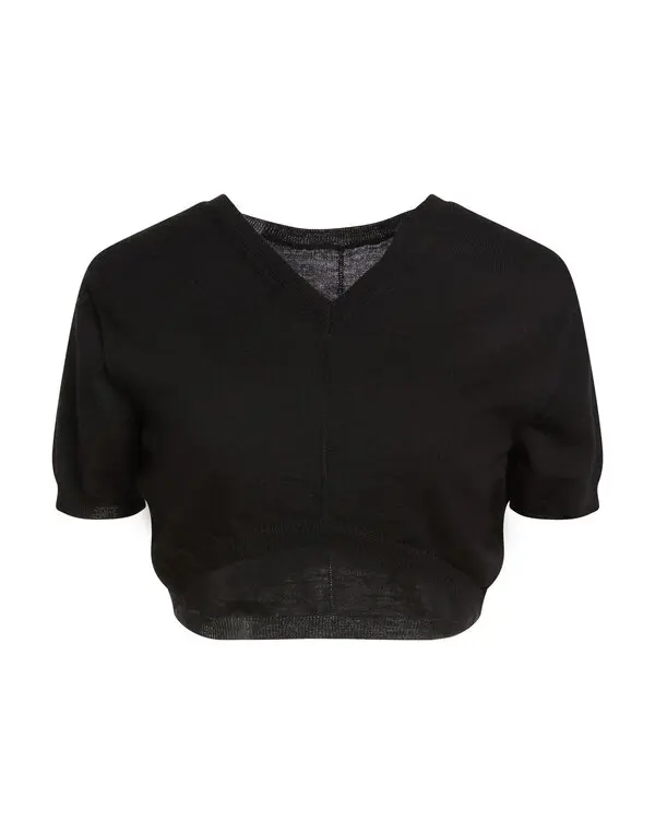 Liviana Conti Virgin Wool Cropped V-neck Sweater
