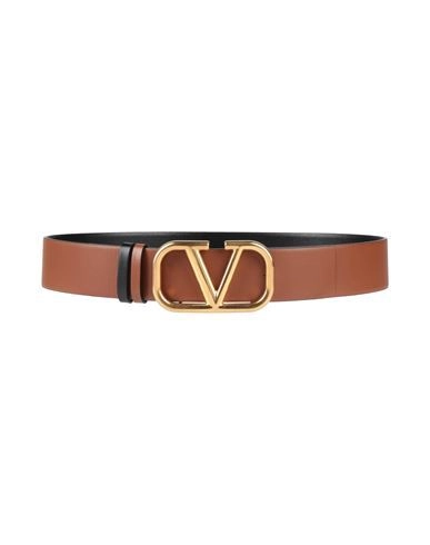 Valentino Garavani Leather Belt With Logo Buckle - Brown