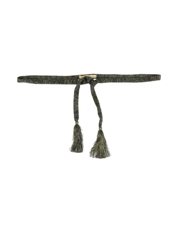 Momoni Knitted Metallic Skinny Belt With Tassels