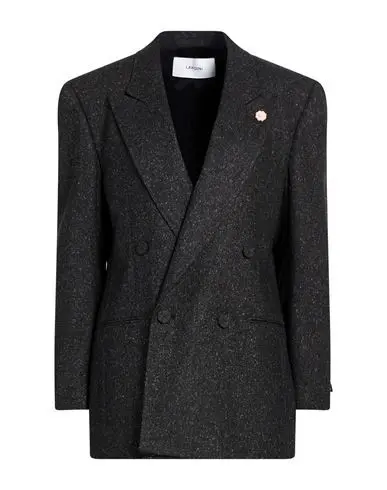 LARDINI Double-breasted Blazer In Wool, Polyester, Acrylic, Silk, And Elastane - Black