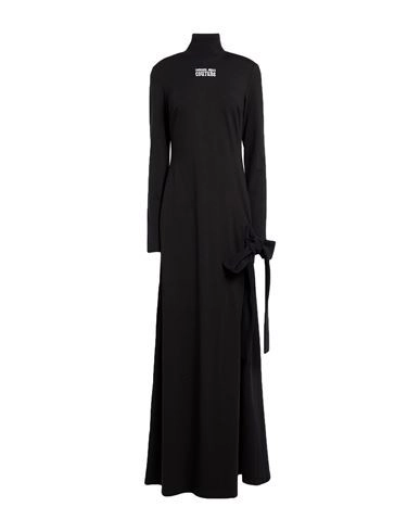 Versace Cotton Blend Maxi Dress With Bow Detail - Black