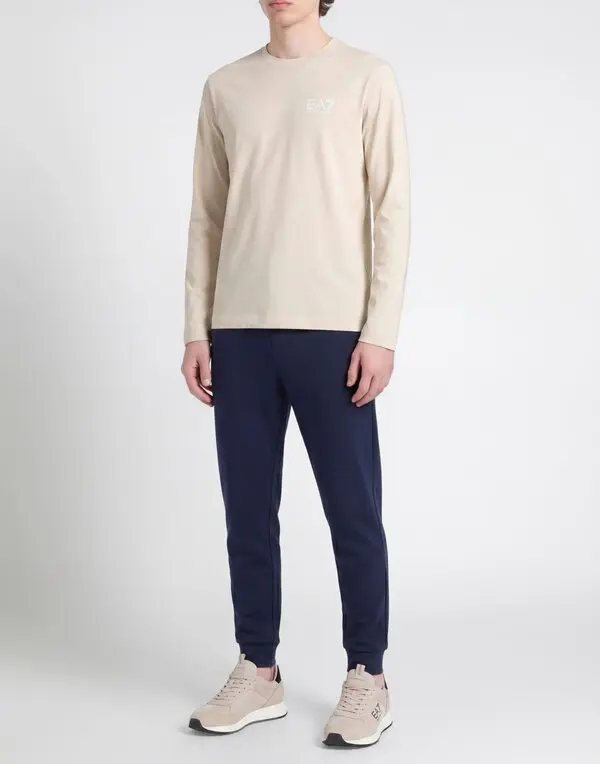 EA7 Long Sleeve Cotton T-shirt - Beige