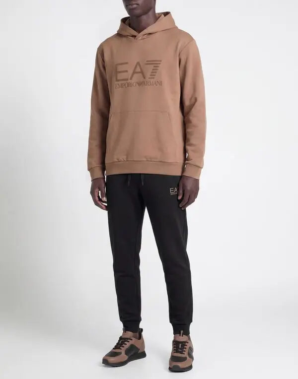 EA7 Cotton Elastane Hoodie With Embossed Logo