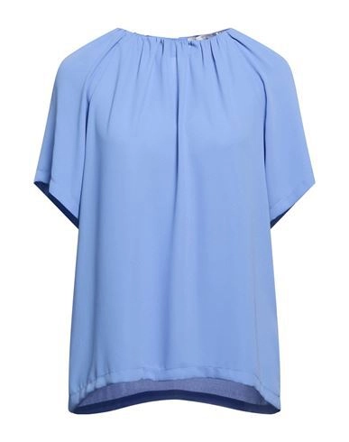 COMPAGNIA ITALIANA Viscose Crepe Short Sleeve Top - Light Blue