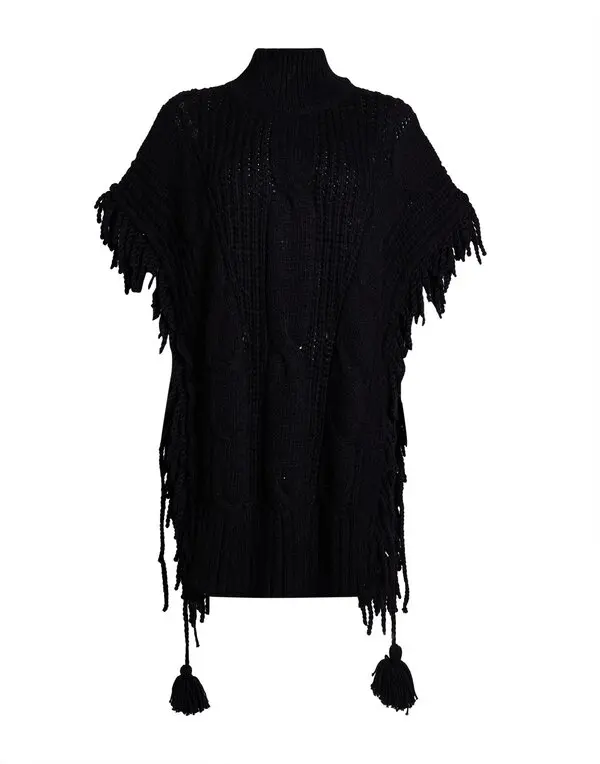 PAOLO PECORA Knitted Cape With Fringe
