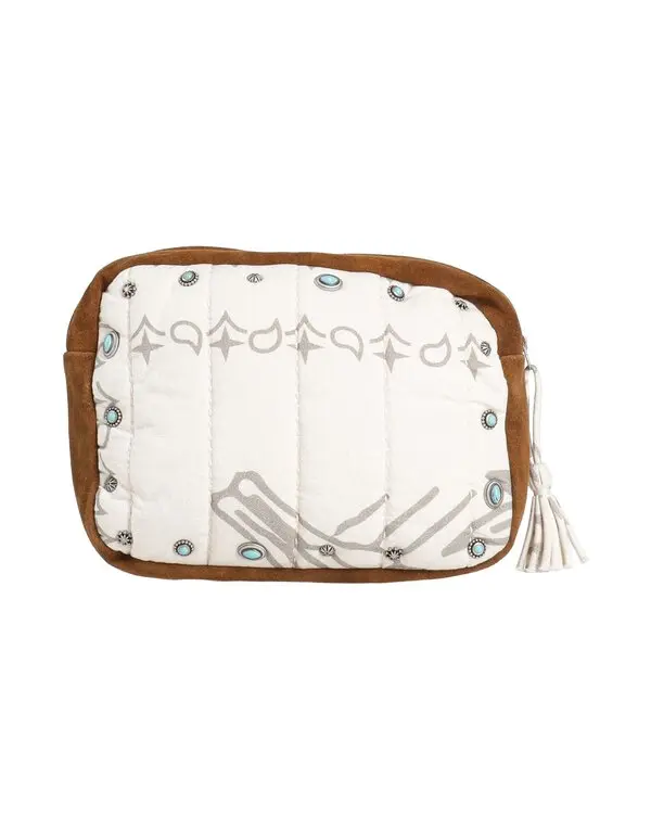 ARIZONA LOVE Cotton, Linen, And Cow Leather Clutch - Beige