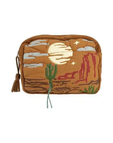 ARIZONA LOVE Quilted Cotton Linen Multicolor Tassel Clutch - Brown