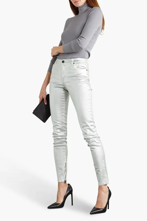 TOM FORD Metallic Coated Midrise Skinny Jeans
