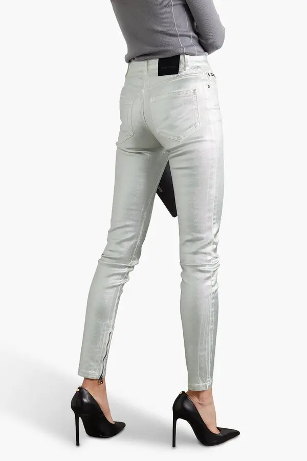 TOM FORD Metallic Coated Midrise Skinny Jeans