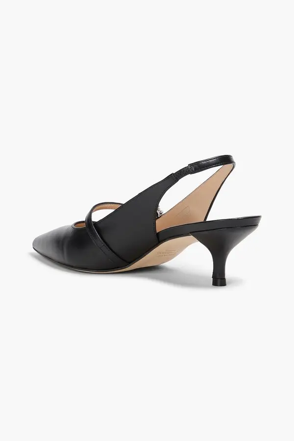 STUART WEITZMAN Aura 50 Crystalembellished Leather Slingback Mary Jane Pumps