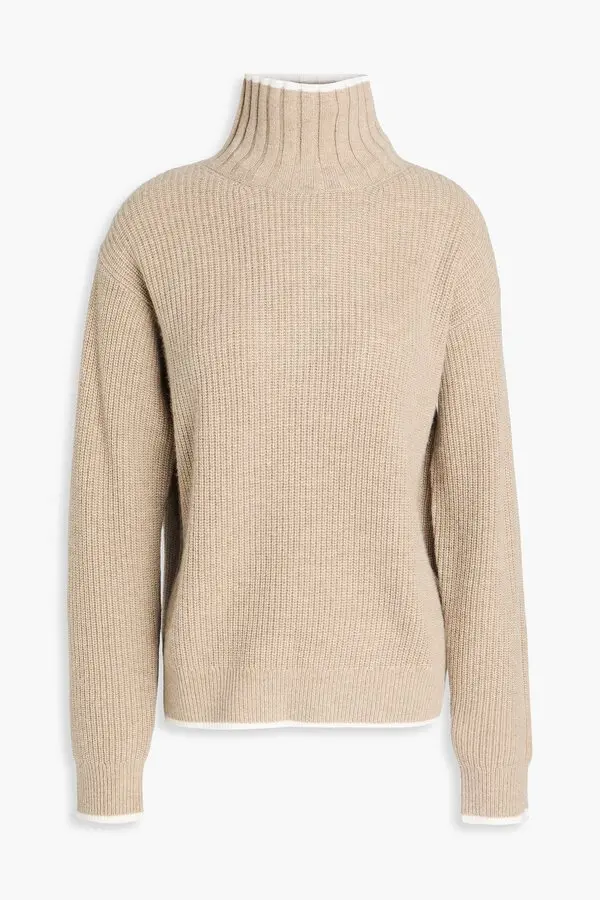 Sandro Ribbed Wool And Cashmereblend Turtleneck Sweater