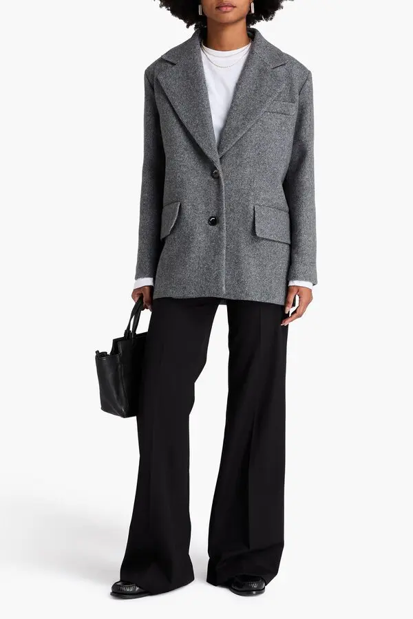 Sandro Woolblend Twill Hooded Coat