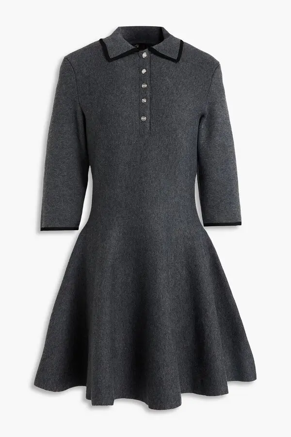Maje Flared Knitted Mini Dress - Anthracite