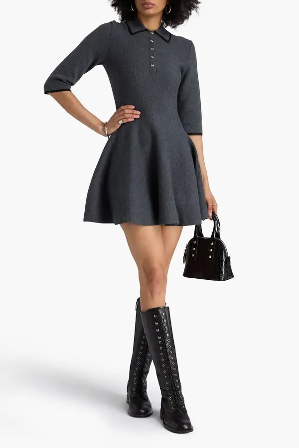 Maje Flared Knitted Mini Dress