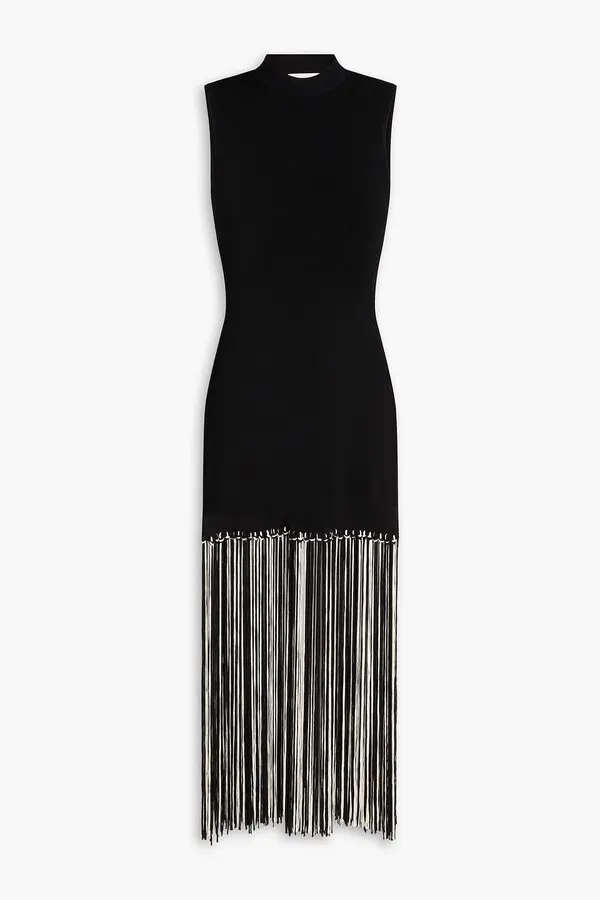 Sandro Fringed Stretch-knit Midi Dress